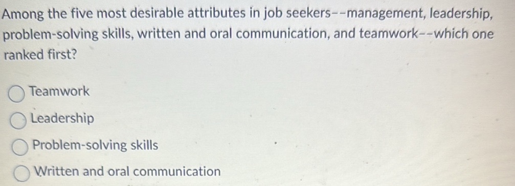 Among the five most desirable attributes in | StudyX