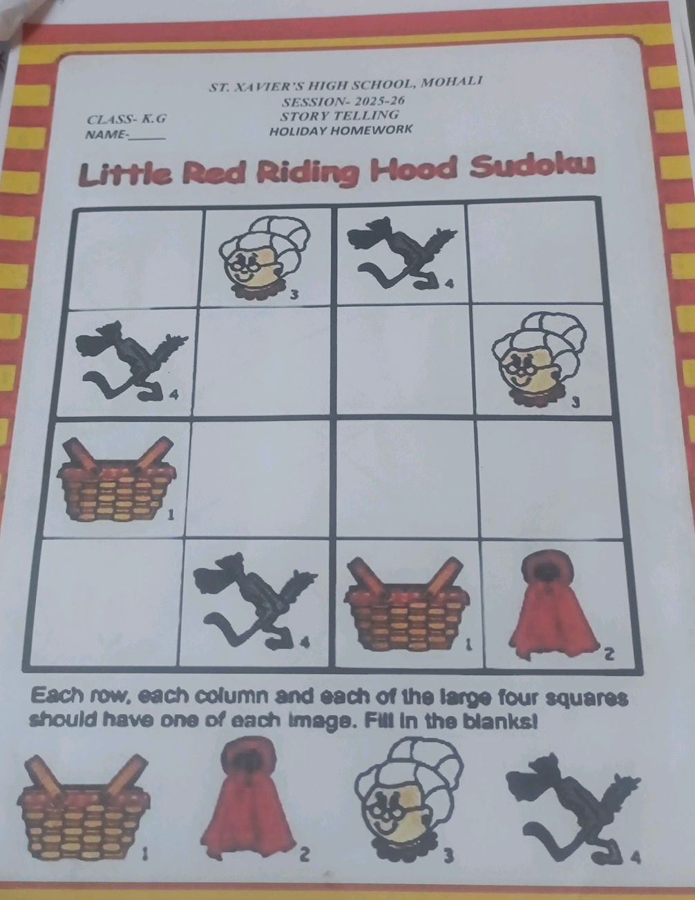 Little Red Riding Hood Sudoku Each row, | StudyX