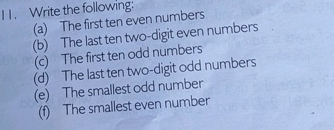 11. Write the following: (a) The first ten | StudyX