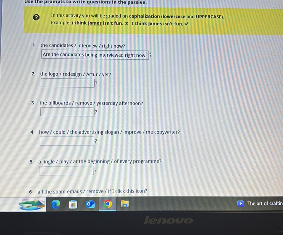 Use the prompts to write questions in the | StudyX