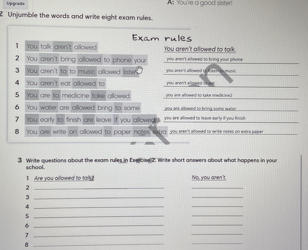 2 Unjumble the words and write eight exam | StudyX