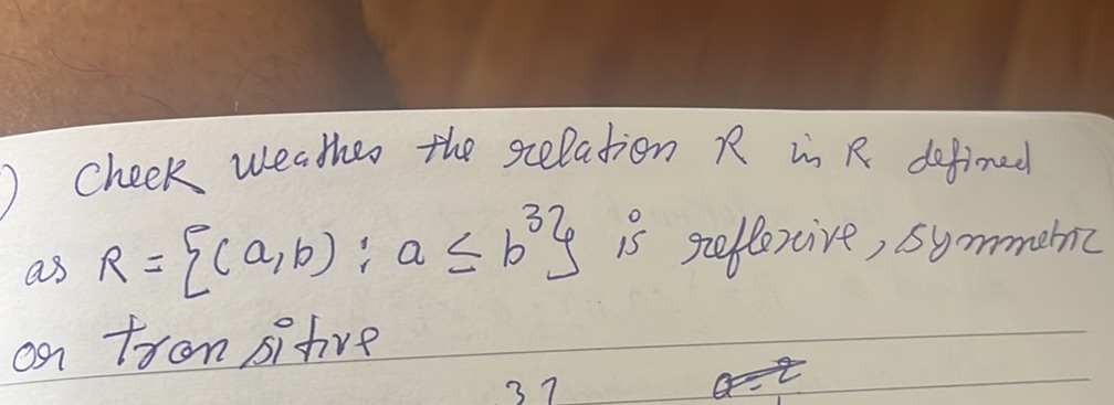 Check whether the relation $R$ in $ {R}$ | StudyX