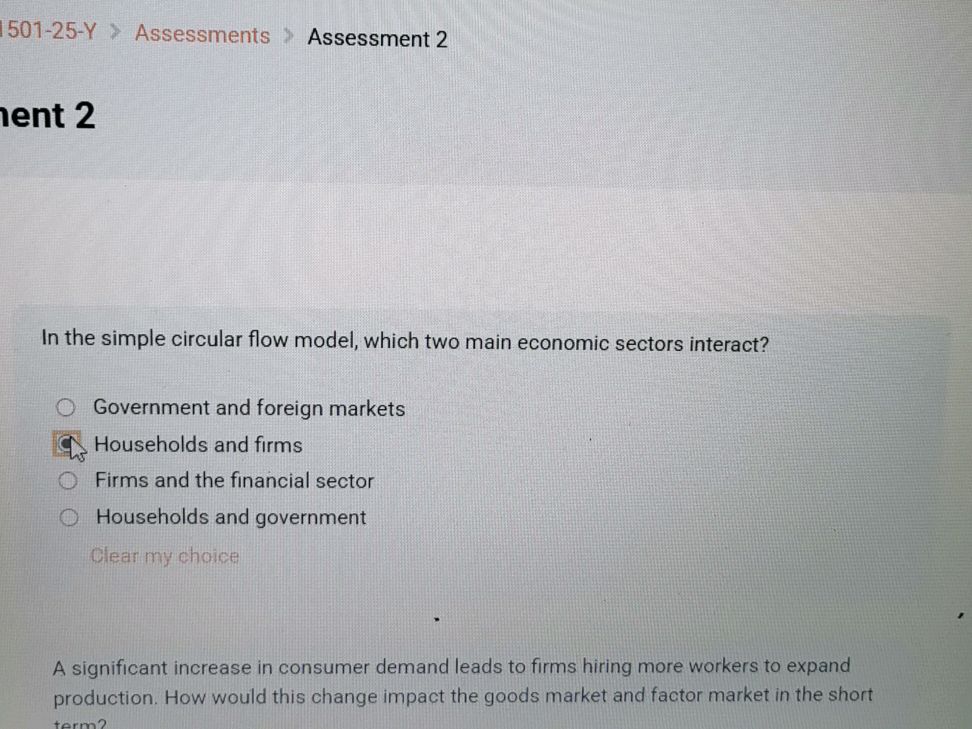 In the simple circular flow model, which two | StudyX