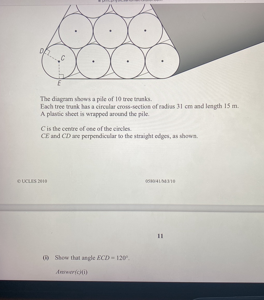 The diagram shows a pile of 10 tree trunks.