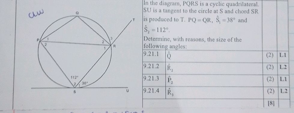 In the diagram, PQRS is a cyclic | StudyX
