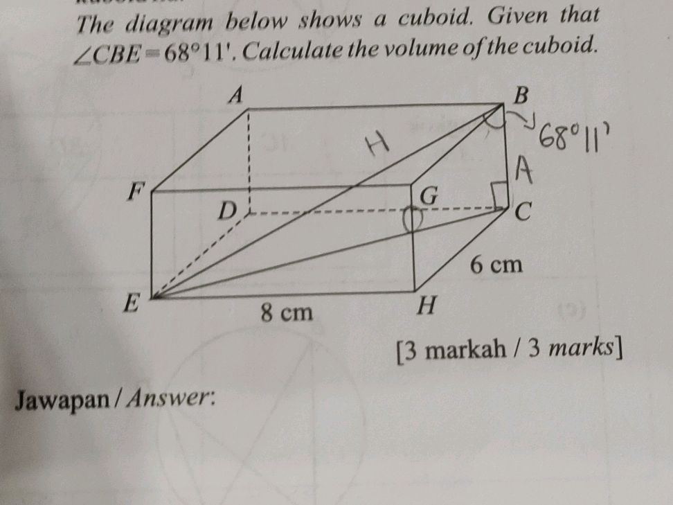 The diagram below shows a cuboid. Given that | StudyX
