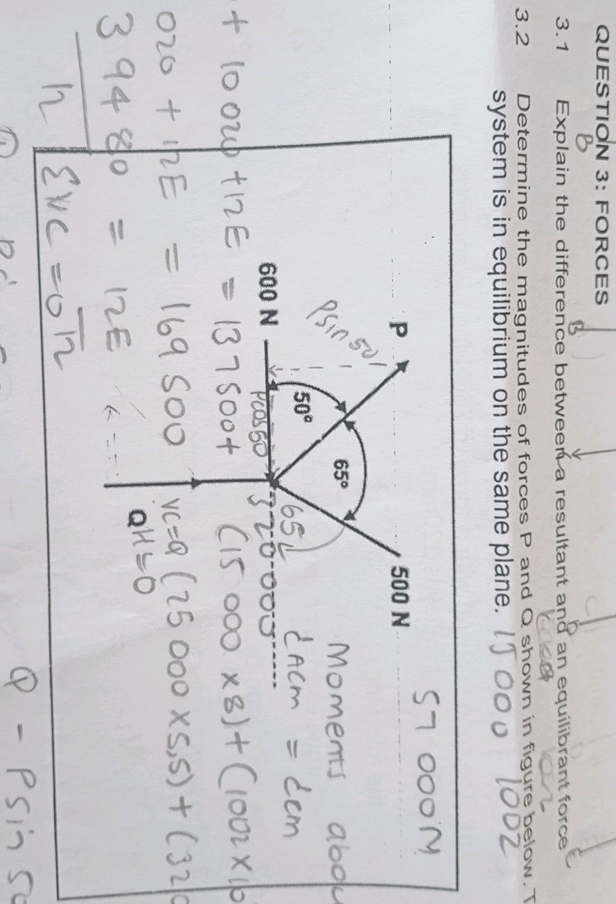 3. FORCES 3.1 Explain the difference | StudyX
