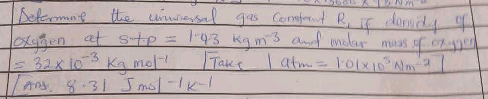 Determine the universal gas constant R, if | StudyX