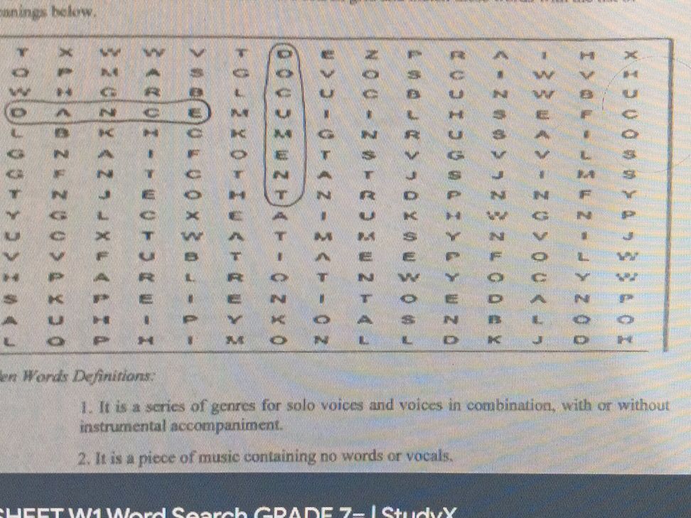 Find the words in the word search grid and | StudyX