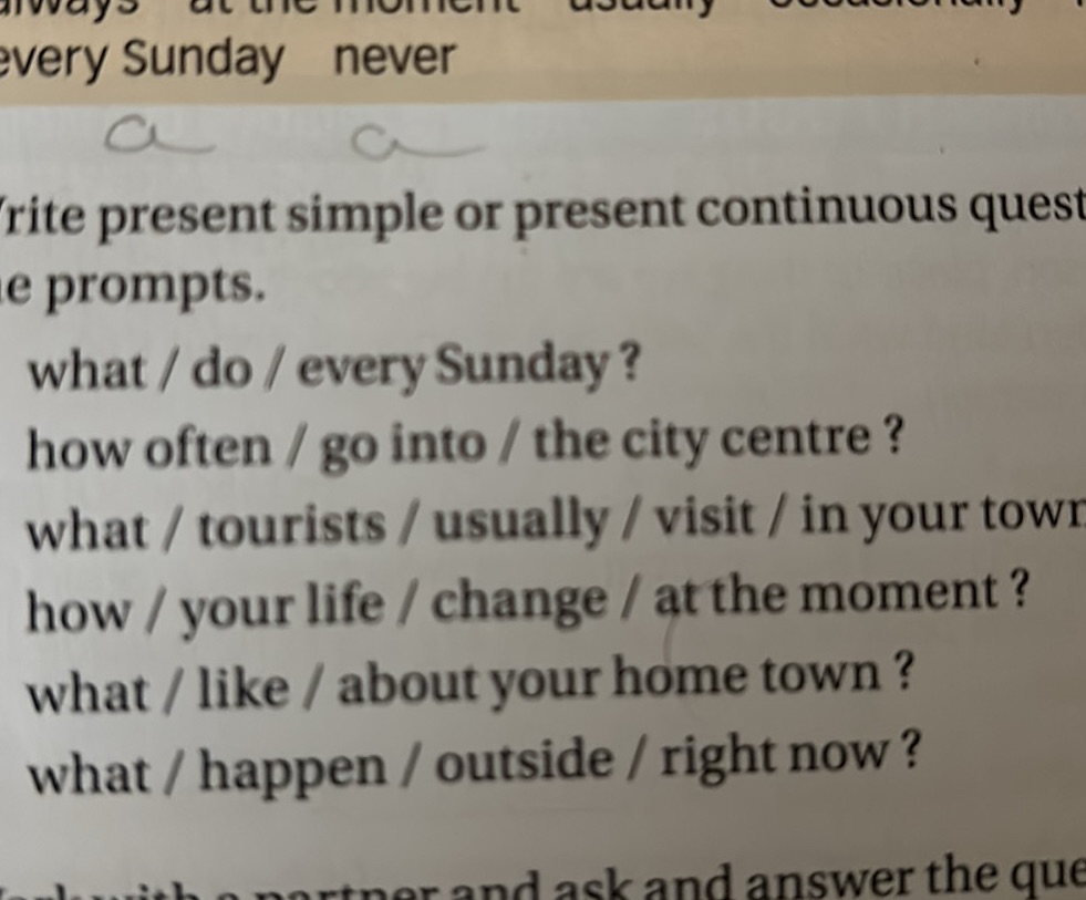 Write present simple or present continuous | StudyX