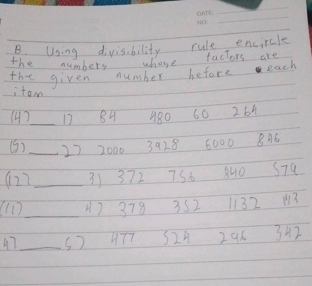 B. Using divisibility rule encircle the | StudyX