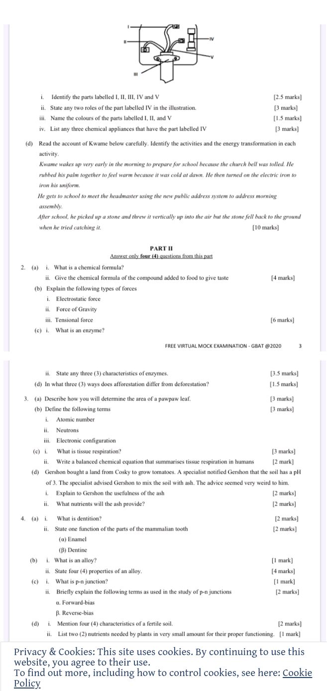i. Identify the parts labelled I, II, III, | StudyX