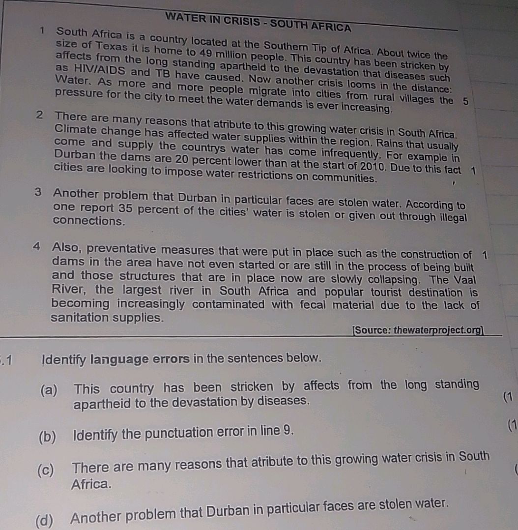 6.1 Identify language errors in the | StudyX