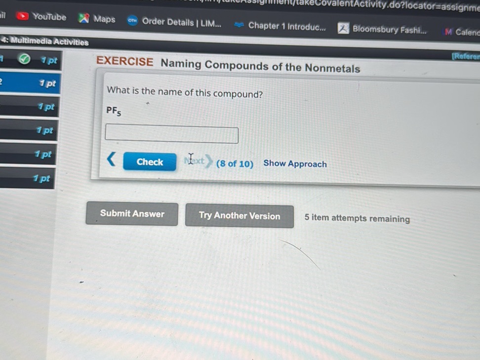 Naming PF5 Compound | StudyX