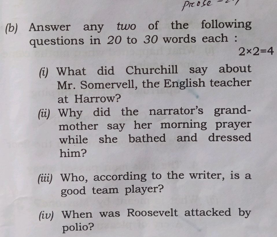 (b) Answer any two of the following | StudyX