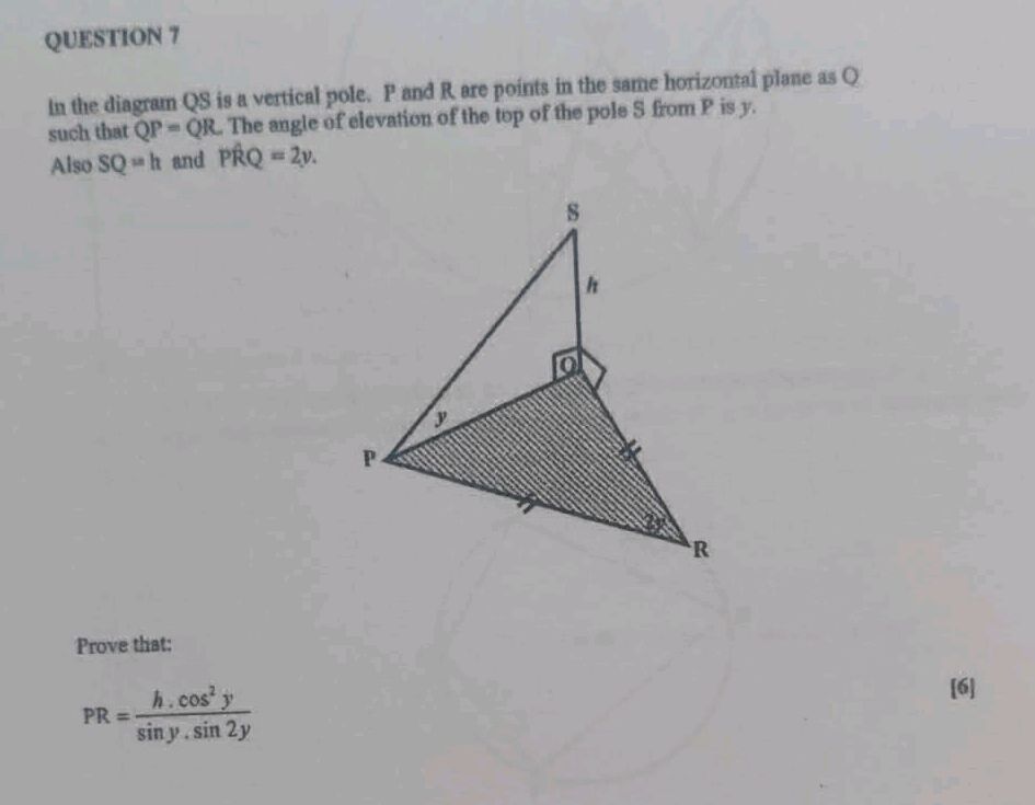 In the diagram QS is a vertical pole. P and | StudyX