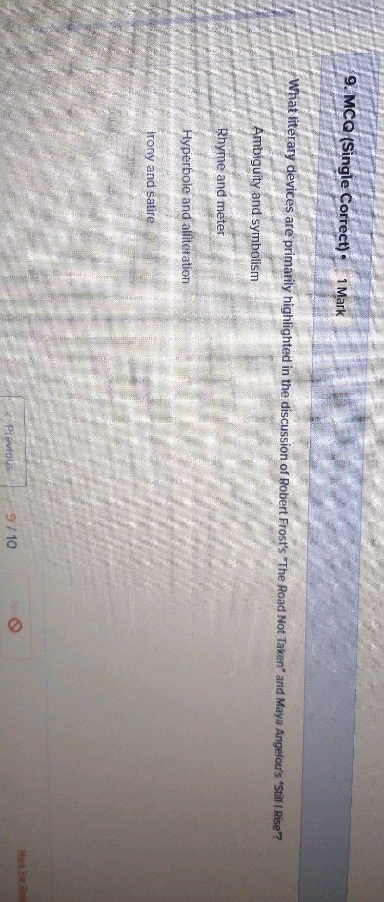 9. MCQ (Single Correct) 1 Mark What | StudyX