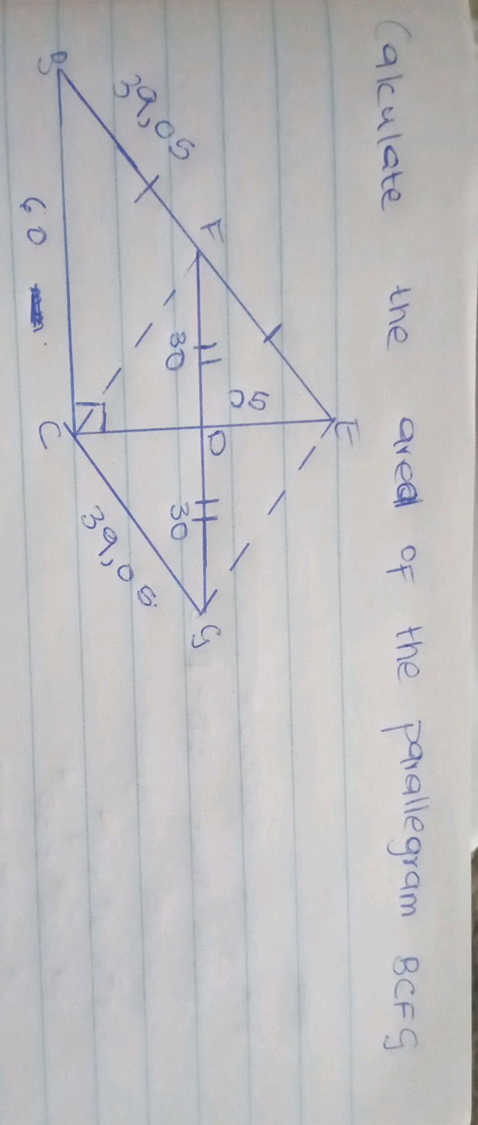 Calculate the area of the parallelogram BCFG. | StudyX