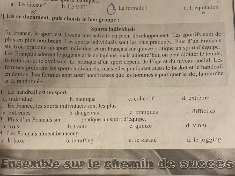 7] Lis ce document, puis choisis le bon | StudyX