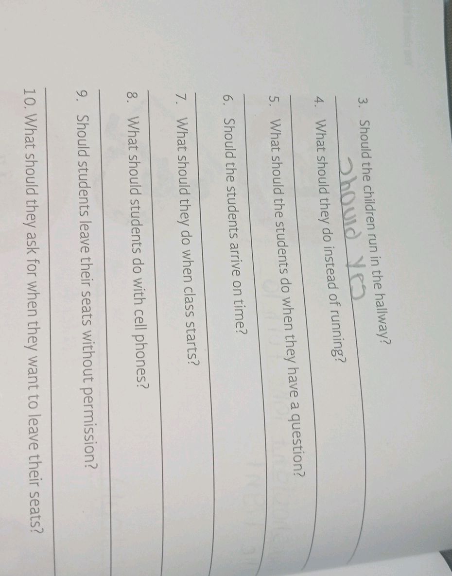 3. Should the children run in the hallway? | StudyX