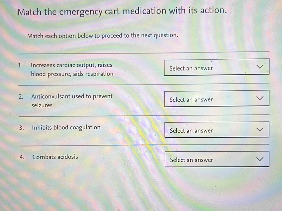 Match the emergency cart medication with its | StudyX