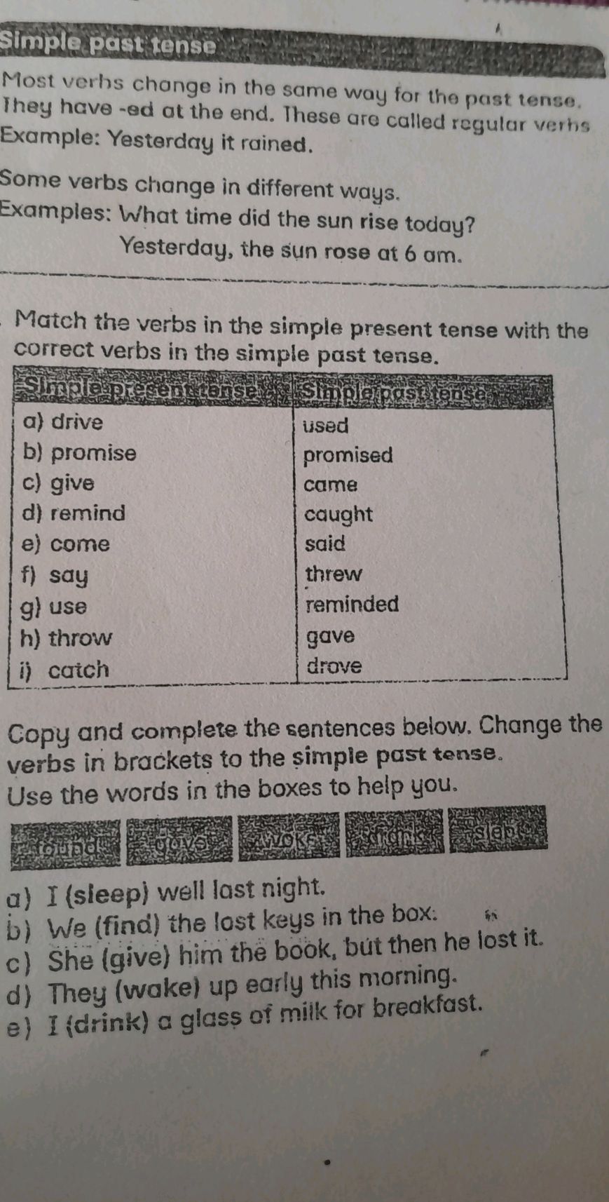 Match the verbs in the simple present tense | StudyX