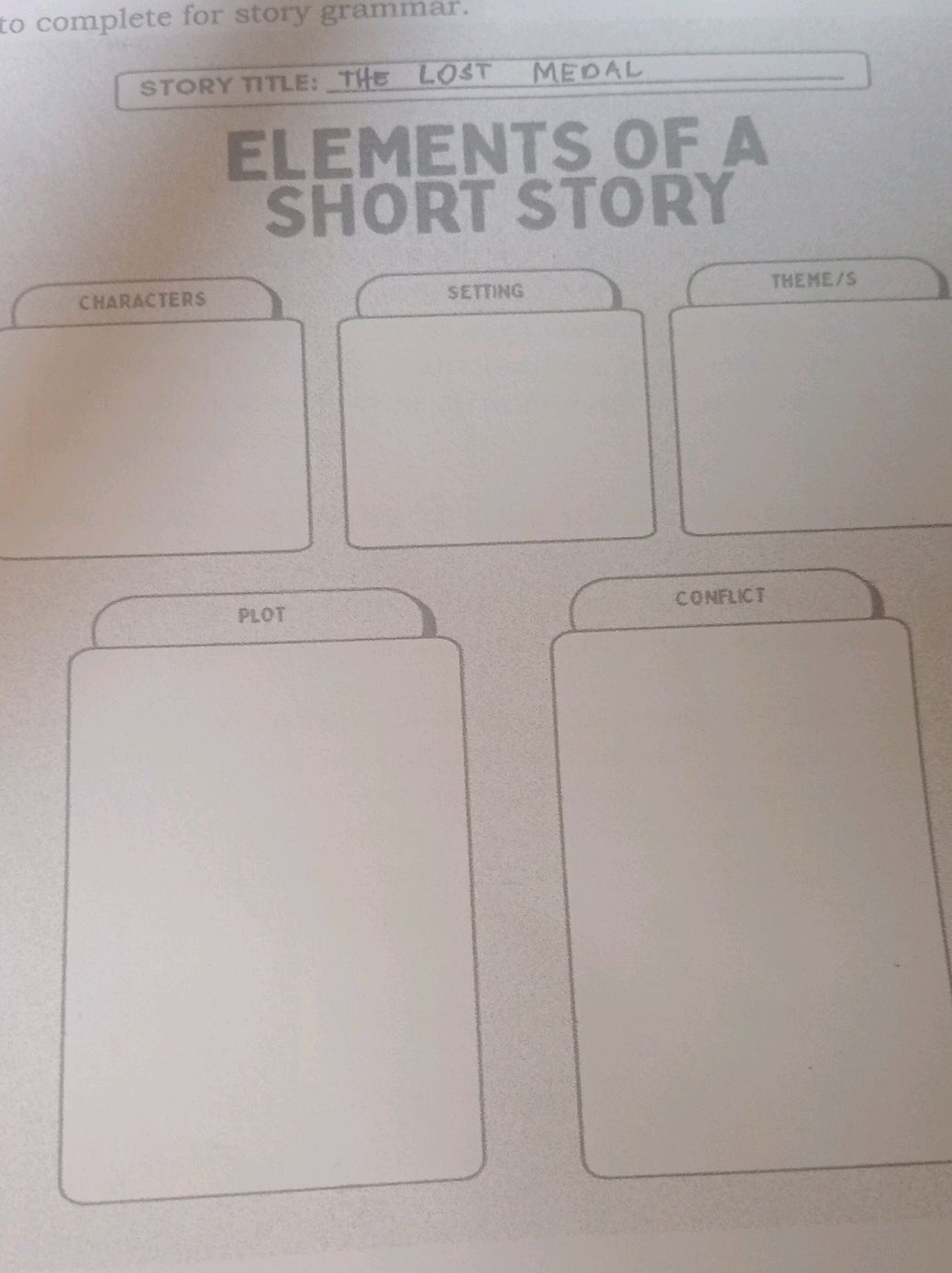 STORY TITLE: THE LOST MEDAL ELEMENTS OF A