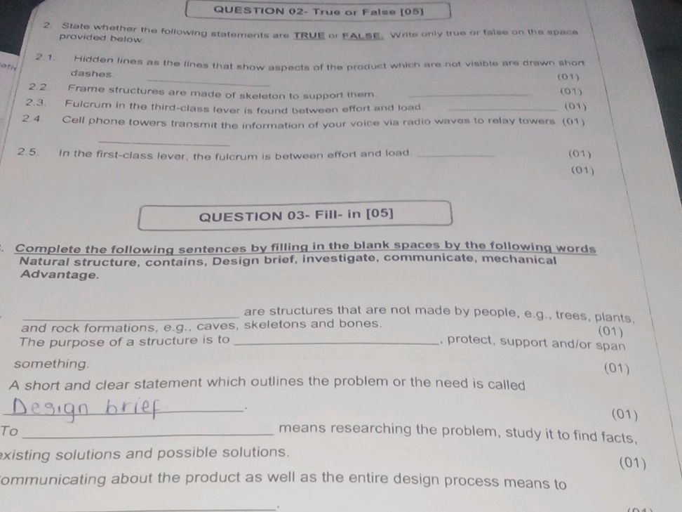 QUESTION 02- True or False [05] 2. State | StudyX