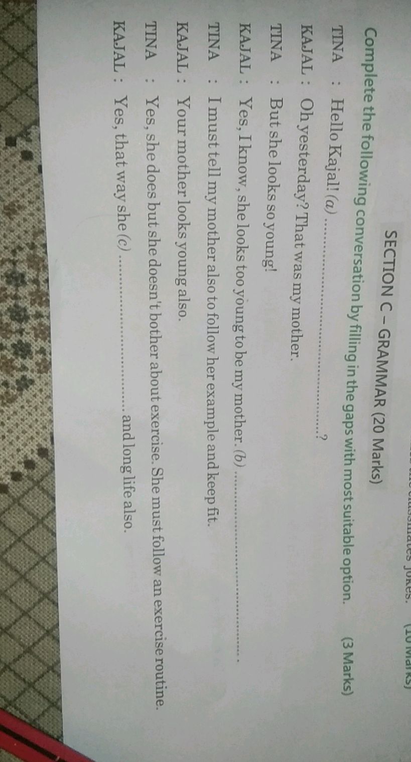 Complete the following conversation by | StudyX