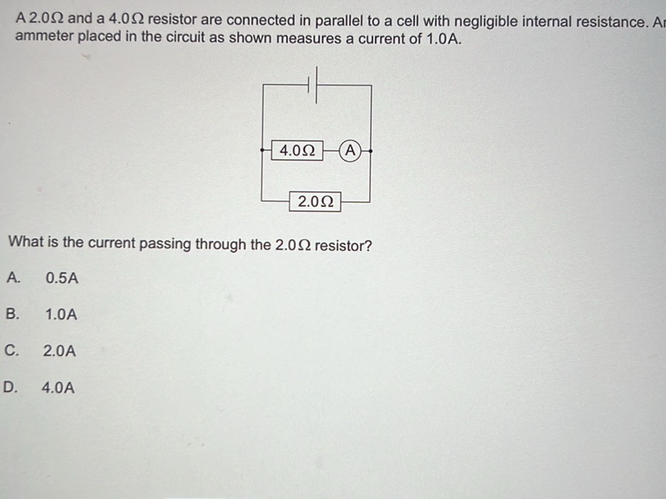 A 2.0Ω and a 4.0Ω resistor are connected in | StudyX