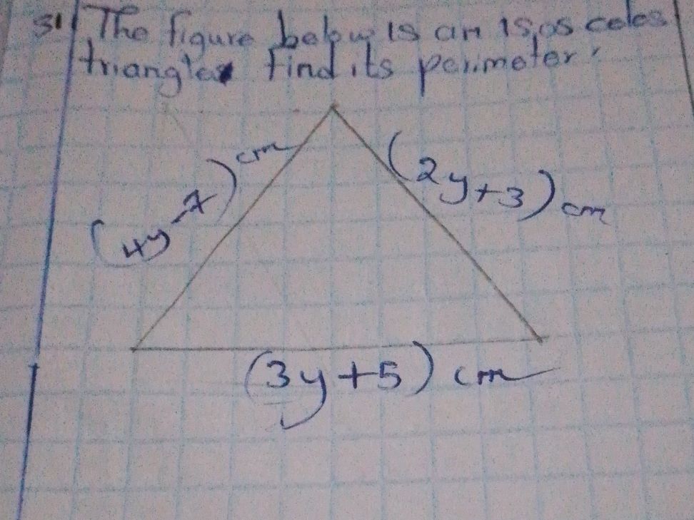 The figure below is an isosceles triangle. | StudyX