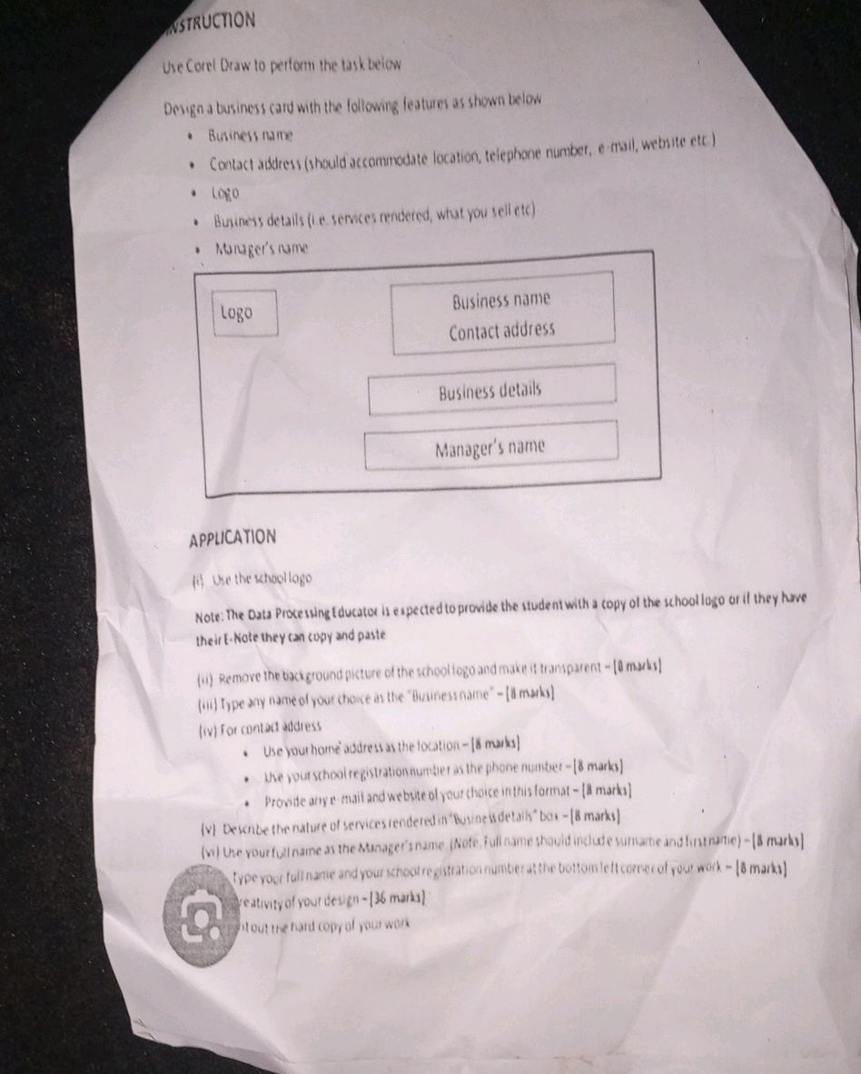 Use Corel Draw to perform the task below | StudyX