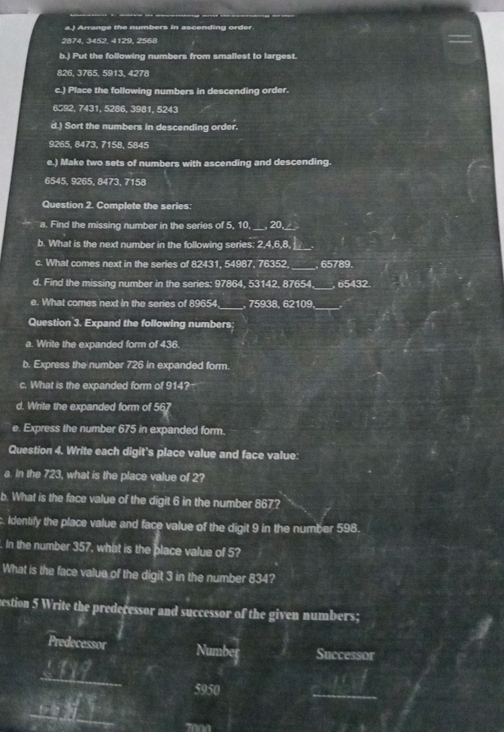 a.) Arrange the numbers in ascending order. | StudyX