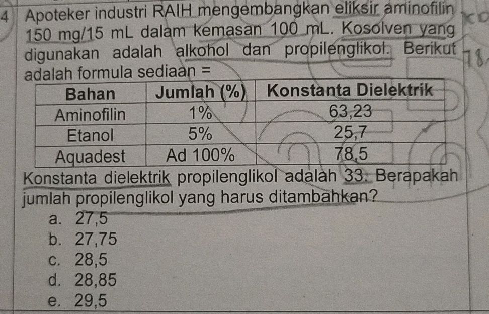 Berikut adalah formula sediaan: | Bahan | | StudyX