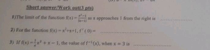 1) The limit of the function $f(x) = | StudyX