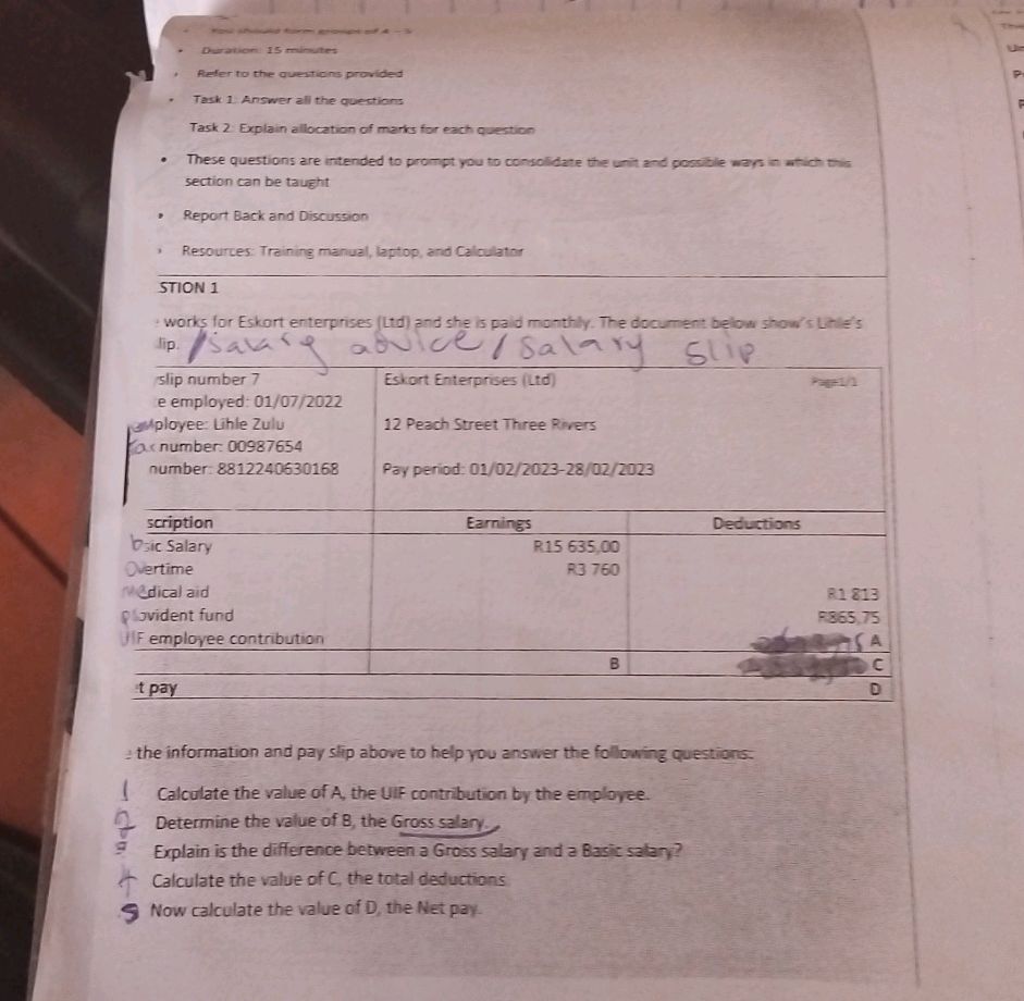 Calculate the value of A, the UIF | StudyX