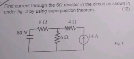 Find current through the 6Ω resistor in the | StudyX