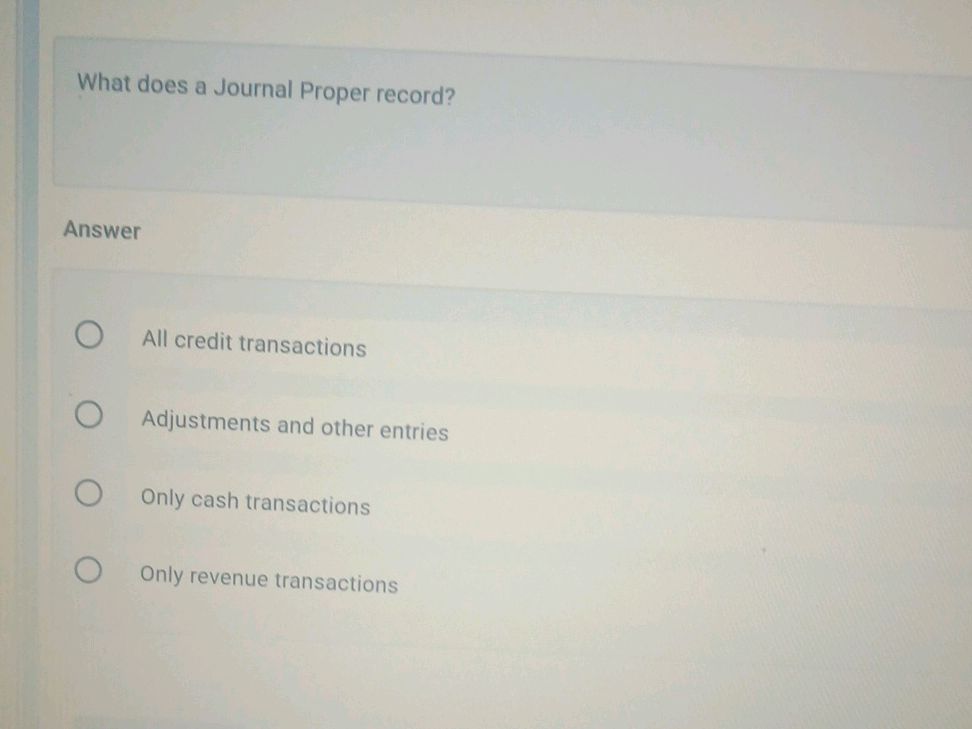 What does a Journal Proper record? All | StudyX