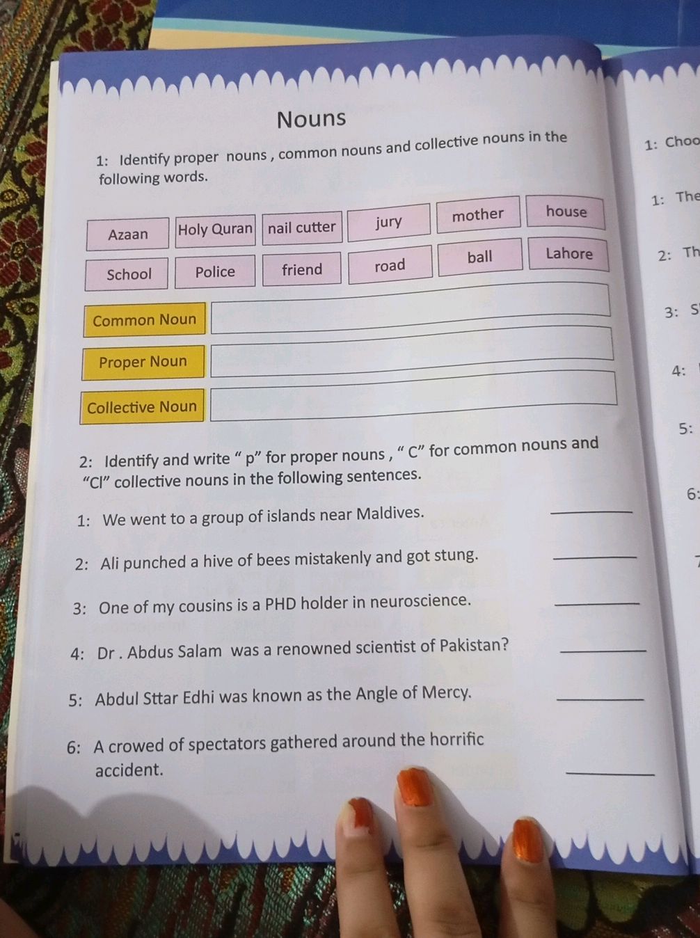 1: Identify proper nouns, common nouns and | StudyX
