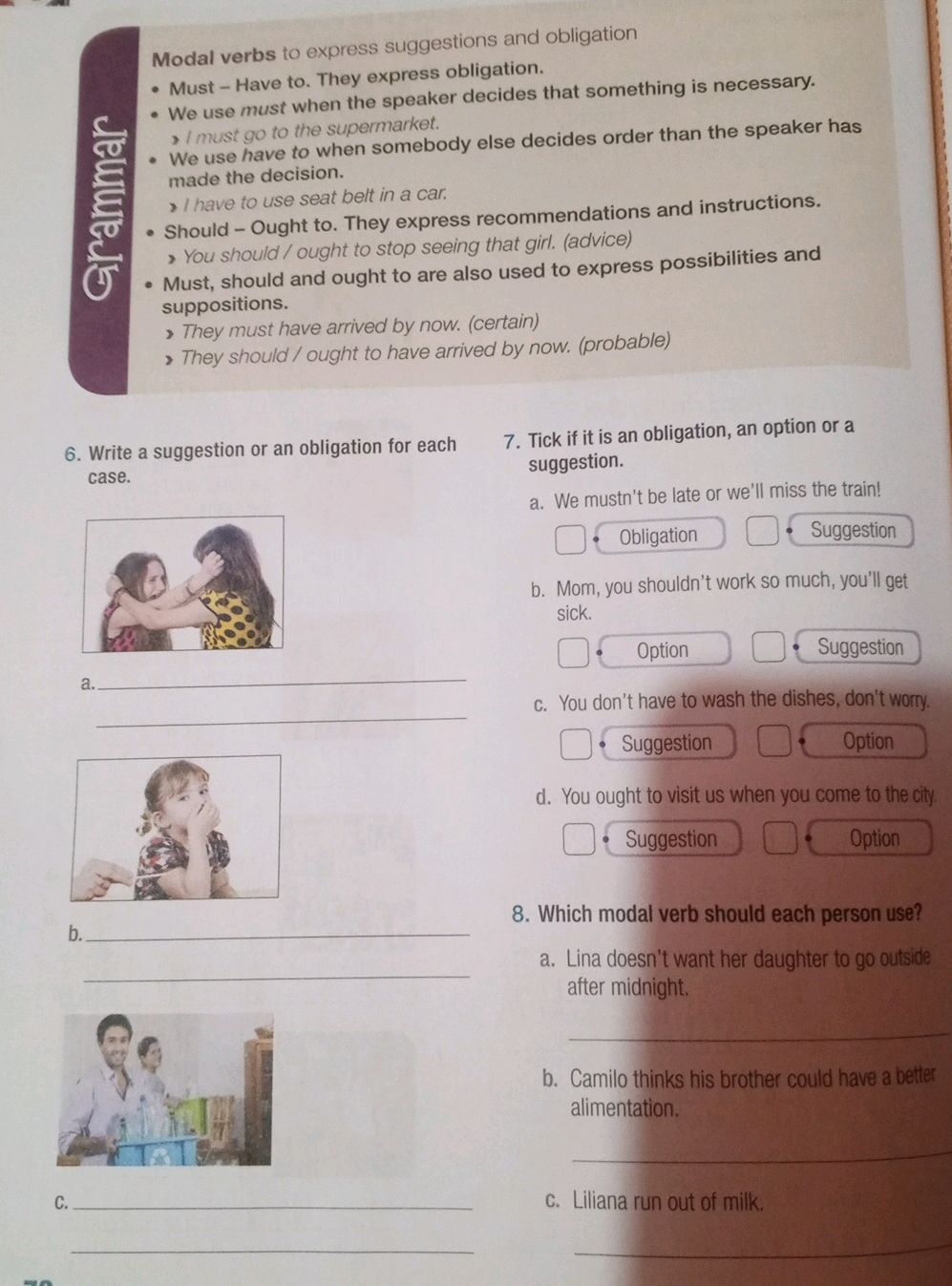 6. Write a suggestion or an obligation for | StudyX