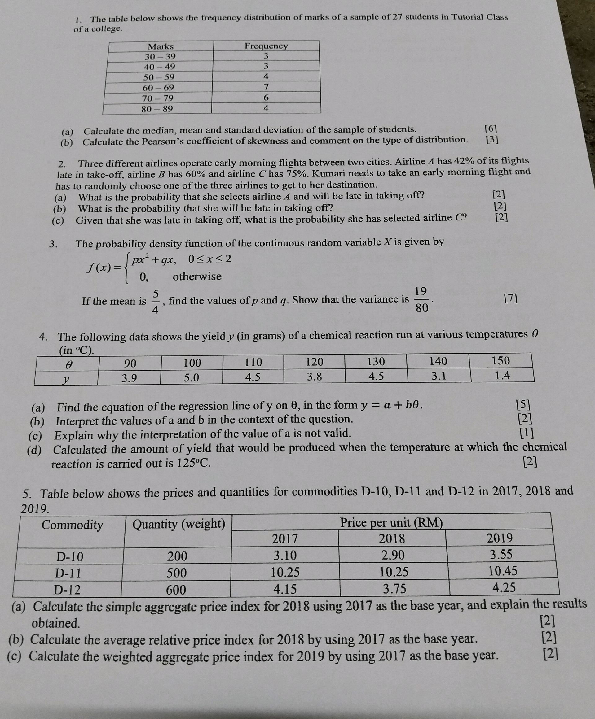 1. The table below shows the frequency | StudyX