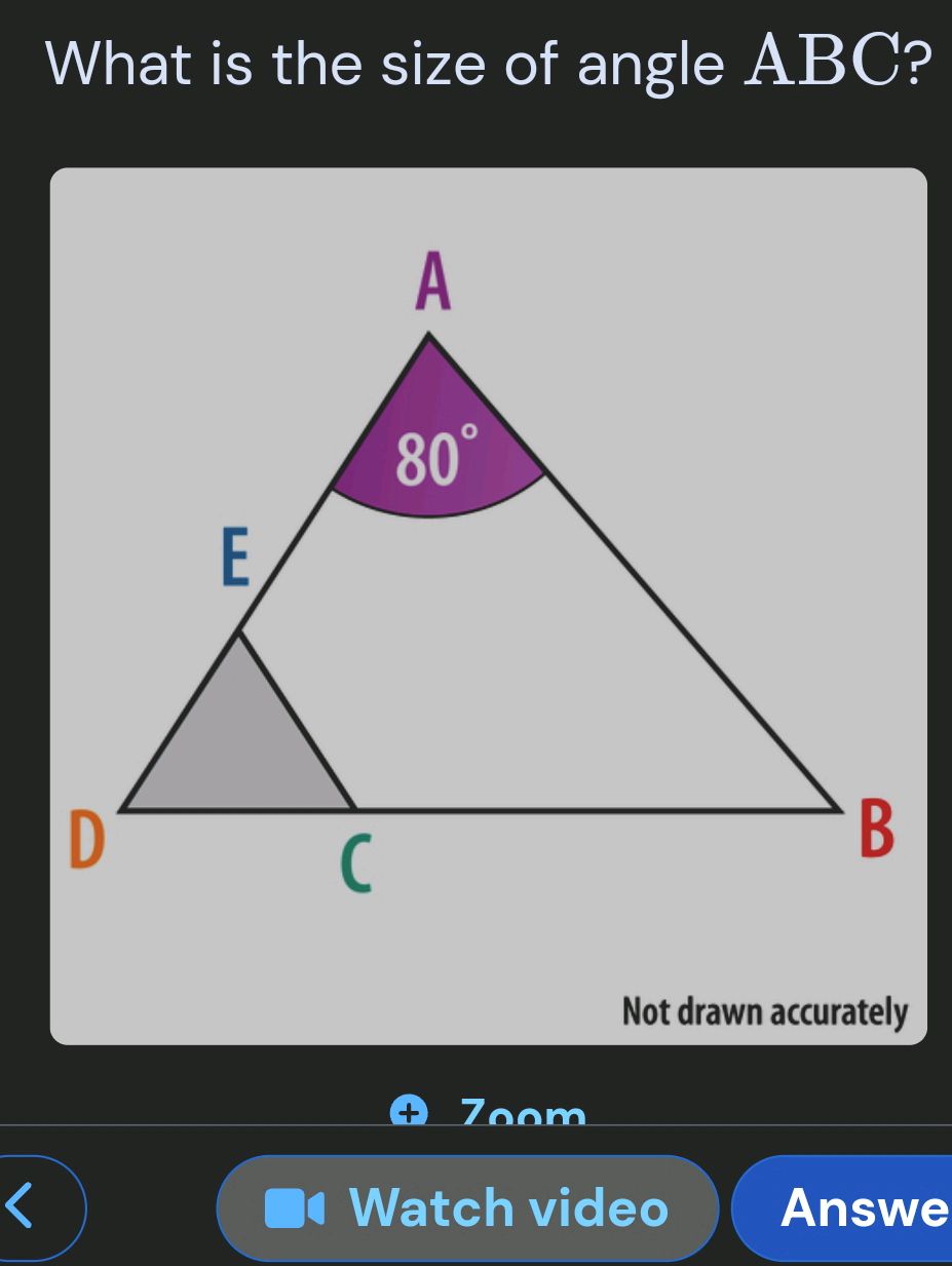 What is the size of angle ABC? The image | StudyX