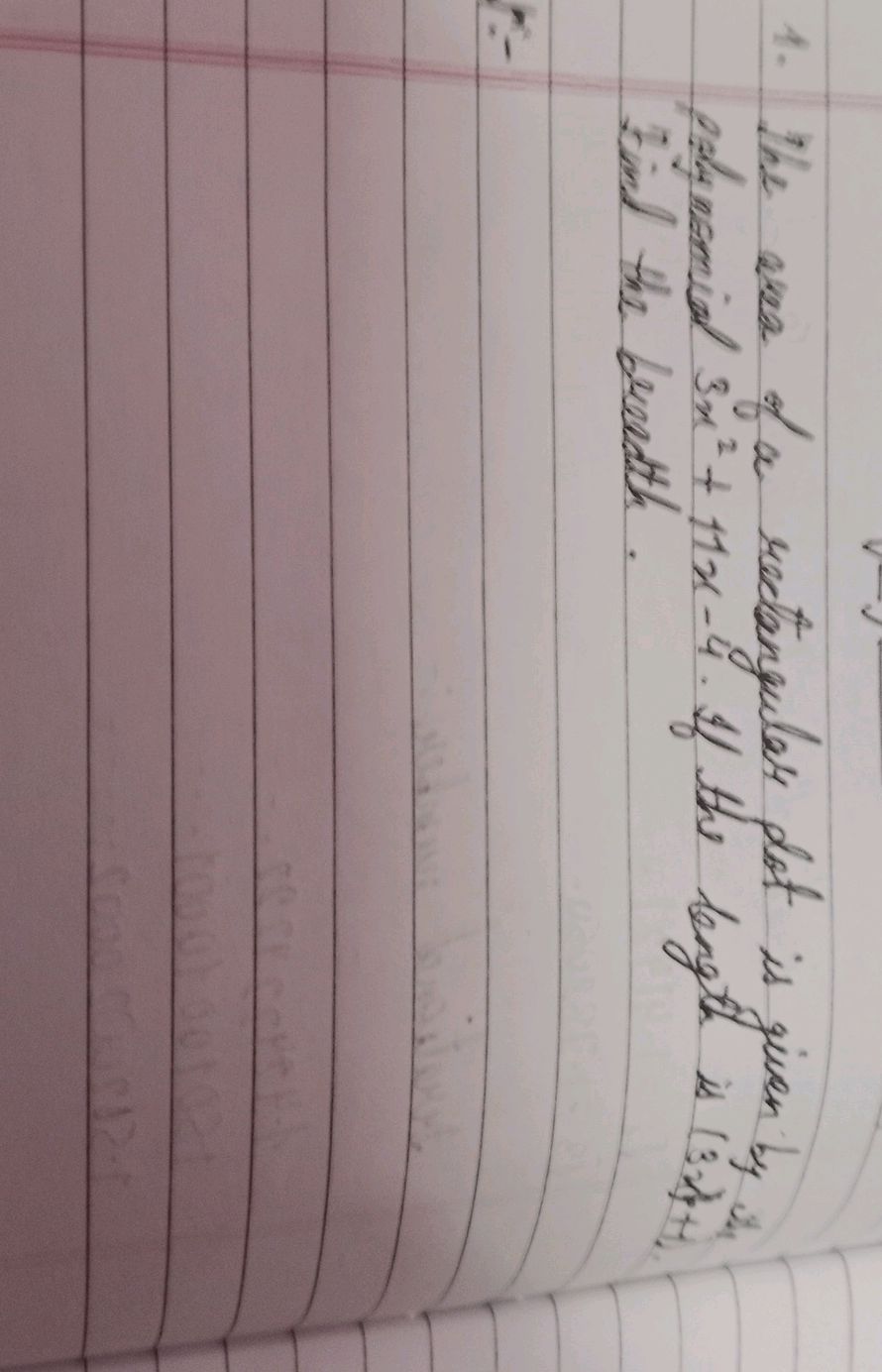 1. The area of a rectangular plot is given | StudyX