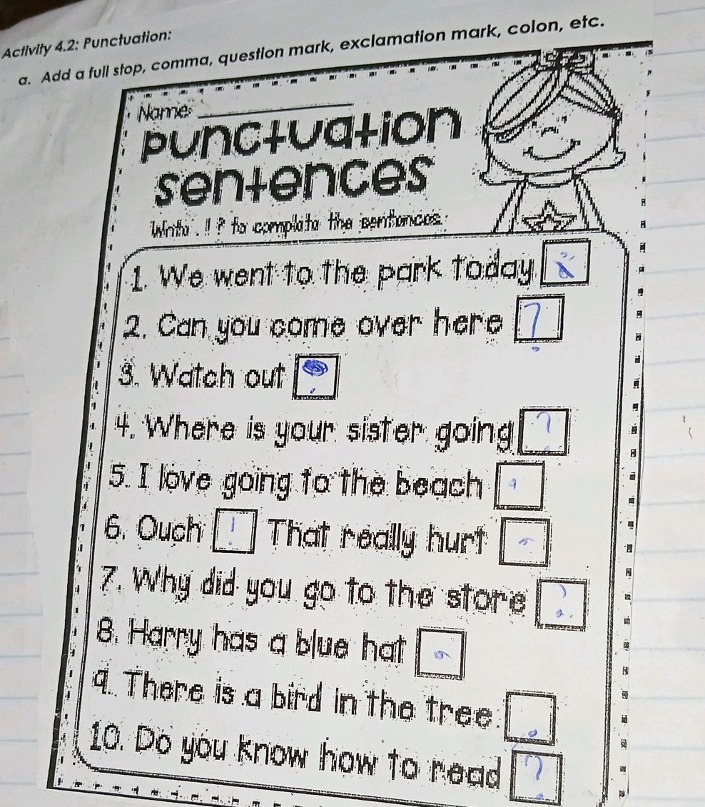 Activity 4.2: Punctuation: a. Add a full | StudyX