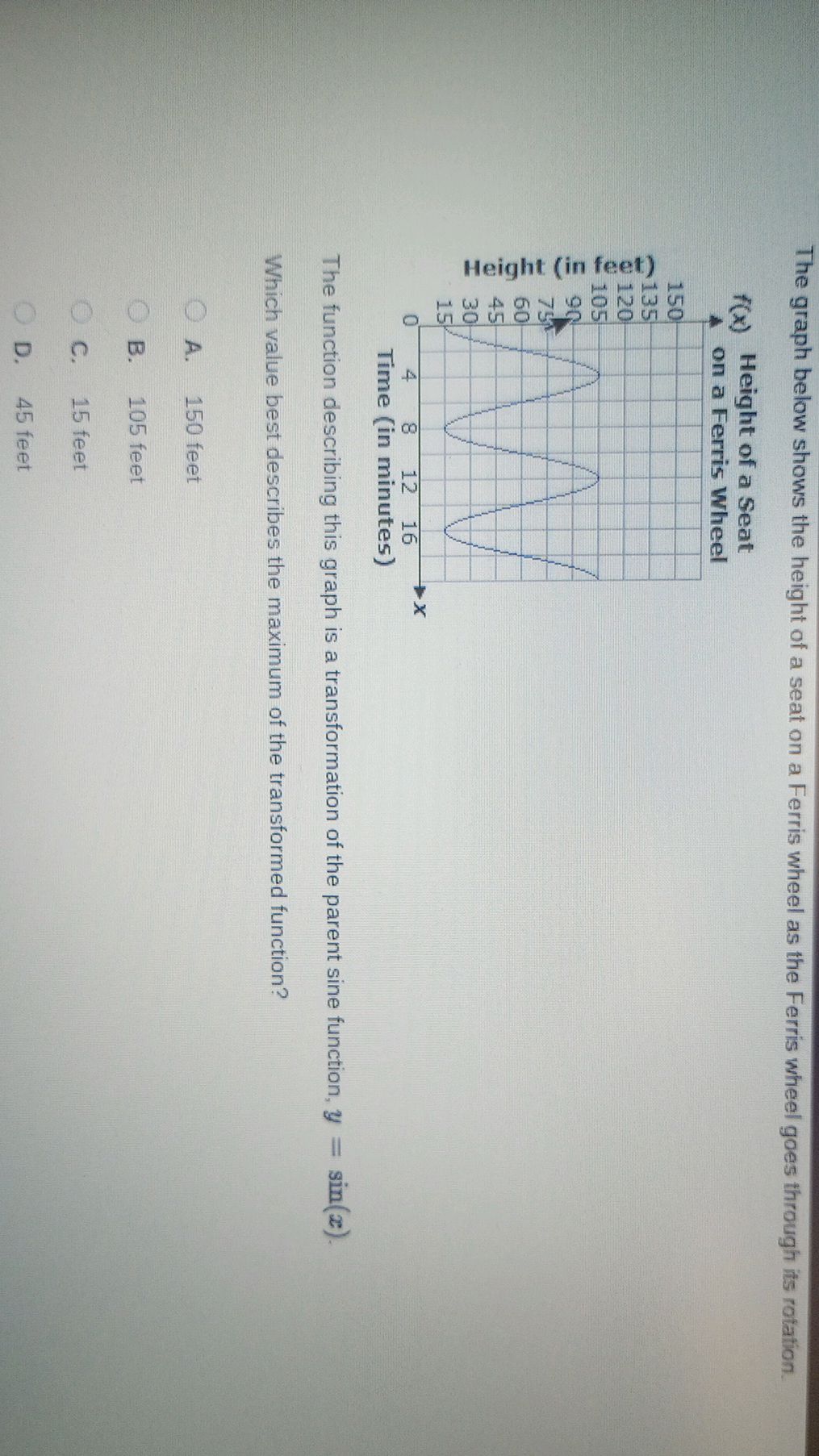 The graph below shows the height of a seat