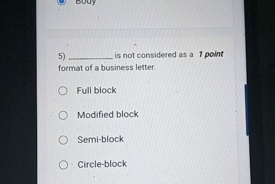 5) ______ is not considered as a 1 point | StudyX