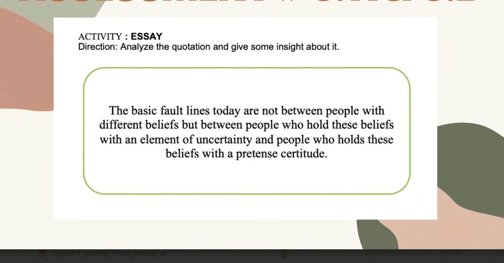 ACTIVITY: ESSAY Direction: Analyze the | StudyX