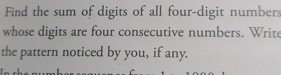 Find the sum of digits of all four-digit | StudyX