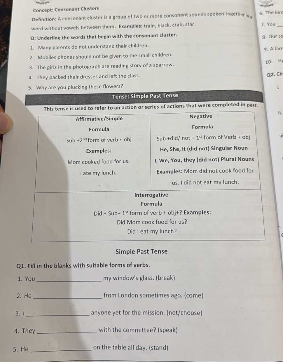Q1. Fill in the blanks with suitable forms | StudyX