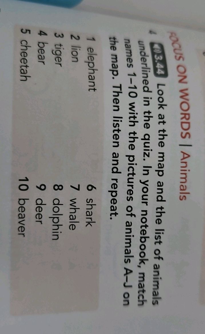 Look at the map and the list of animals | StudyX